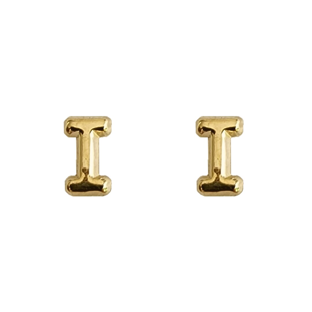 Tiny Initial "i", 10K Solid Gold Screw Back Studs. Minimal and Dainty ...