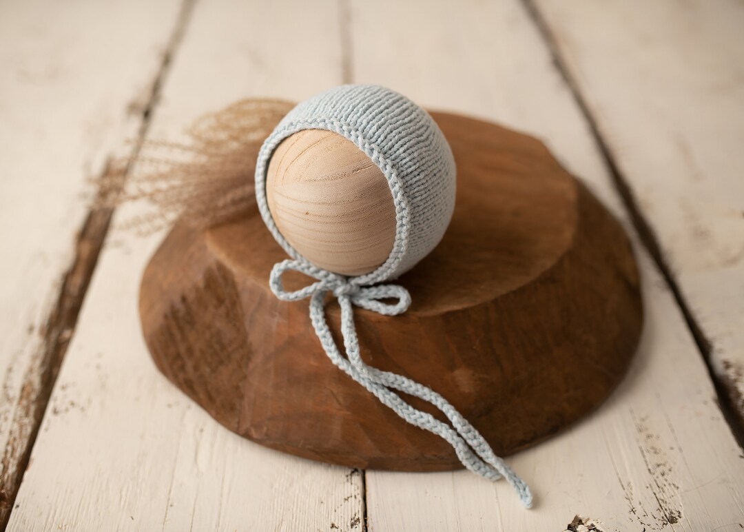 Light Blue Bonnet, Baby Blue Bonnet, Newborn Props, Striped Bonnet ...
