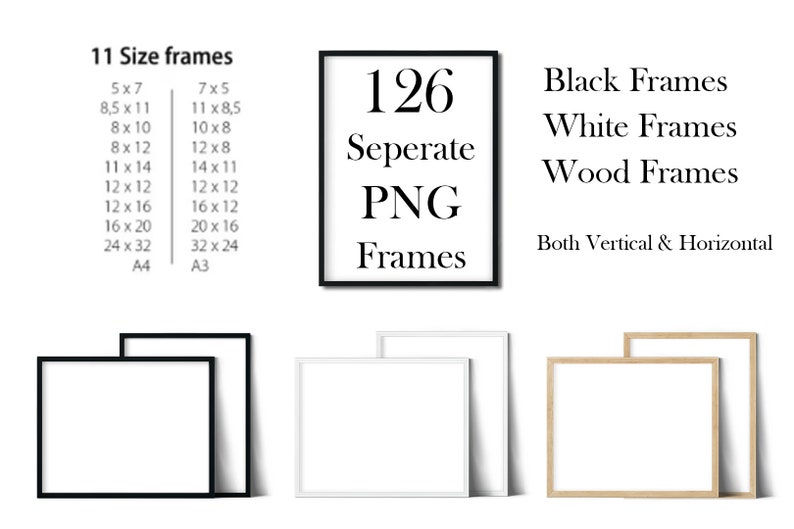 PNG Separate Frame Bundle, PNG Blank Frame, Wall and Stand PNG Frame ...