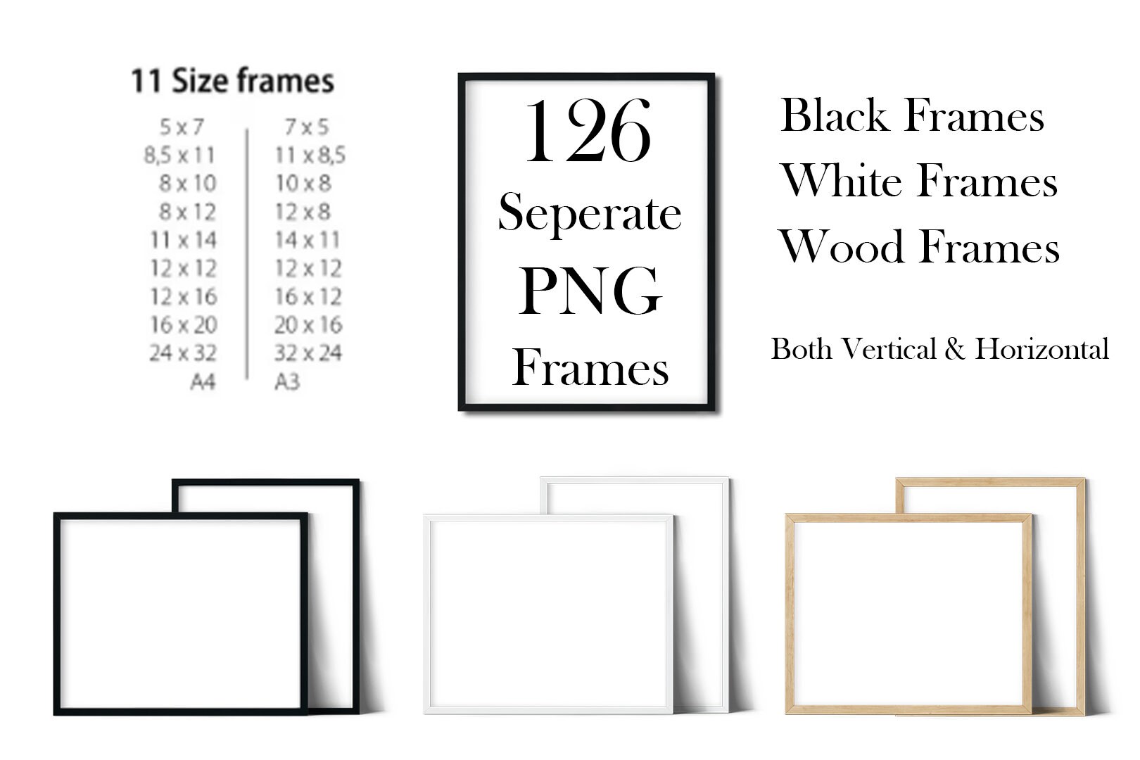 PNG Separate Frame Bundle, PNG Blank Frame, Wall and Stand PNG Frame ...