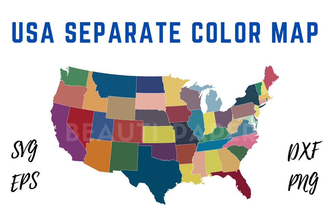 USA Separate Color Map SVG, United States Separate Color Map Svg, US ...
