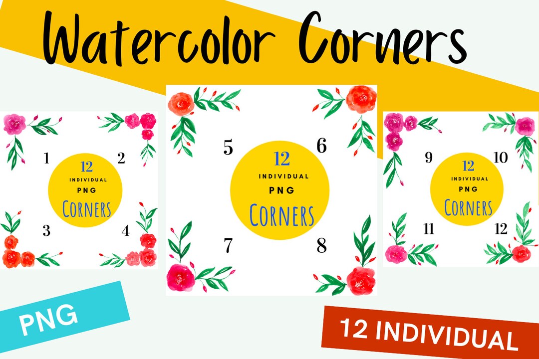 Watercolor Corner Clipart Bundle Decorative Corner Clipart - Etsy