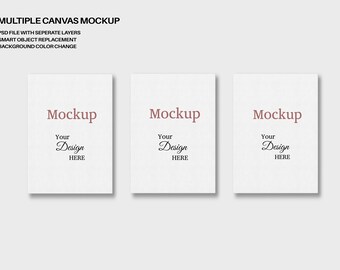 A4 Size Multiple Canvas Mockup, Gallery Canvas Mockups PSD, Vertical ...