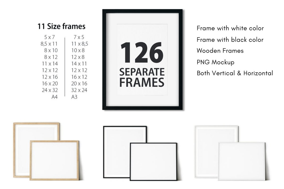 PNG Separate Frame Bundle PNG Blank Frame Wall and Stand PNG - Etsy