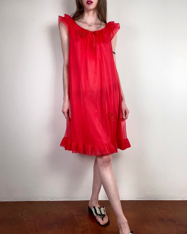Vintage 60s Sheer Red Nightgown / Babydoll Nightie / Gossard - Etsy
