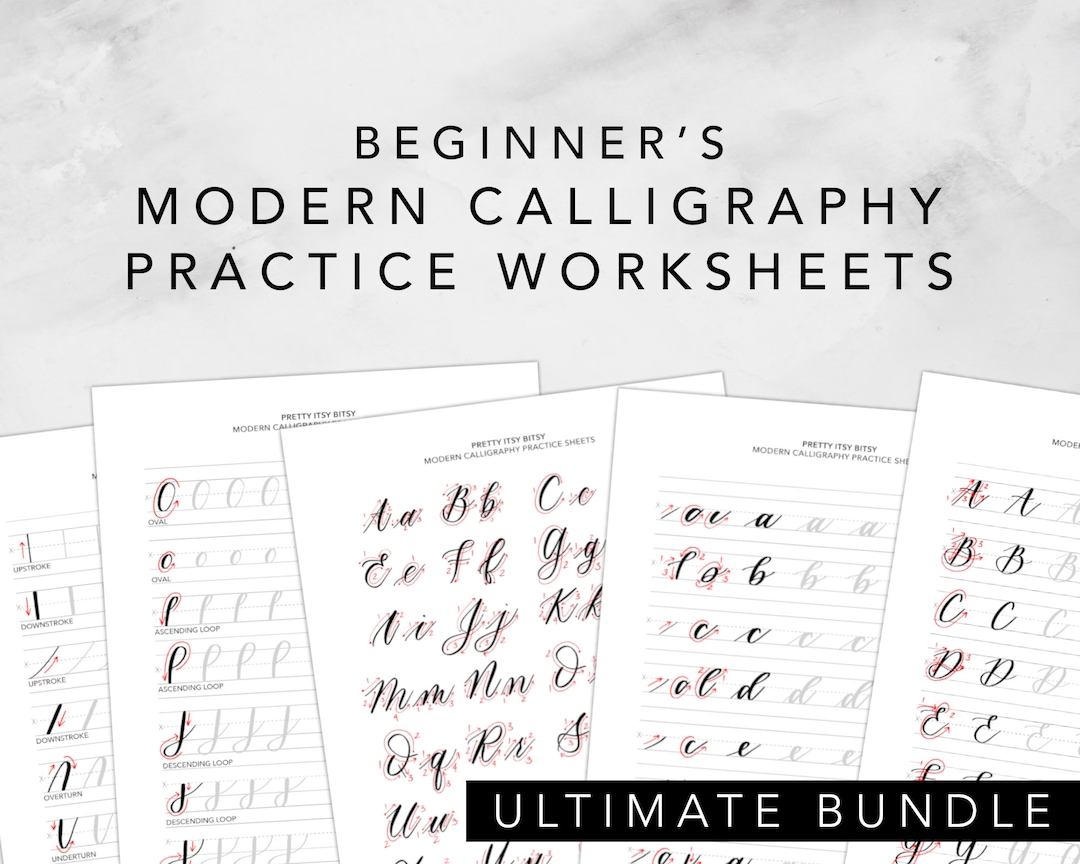 Modern Calligraphy Brush Lettering Workbook Practice Sheets for ...