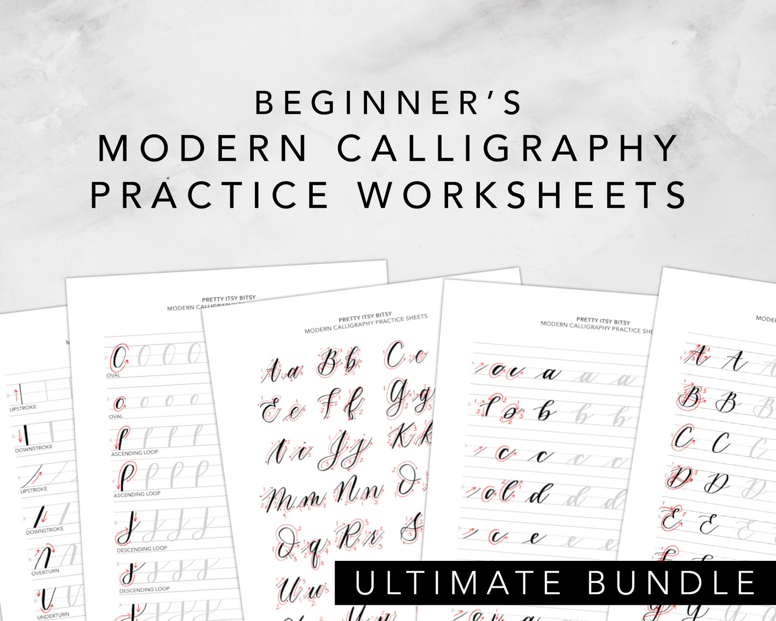 Modern Calligraphy Brush Lettering Workbook Practice Sheets for ...
