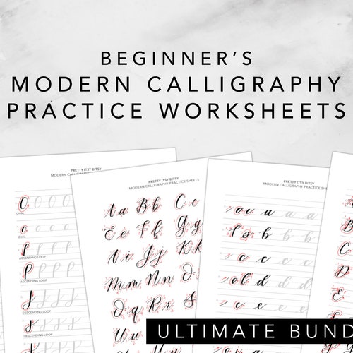 Modern Calligraphy Brush Lettering Workbook Practice Sheets - Etsy