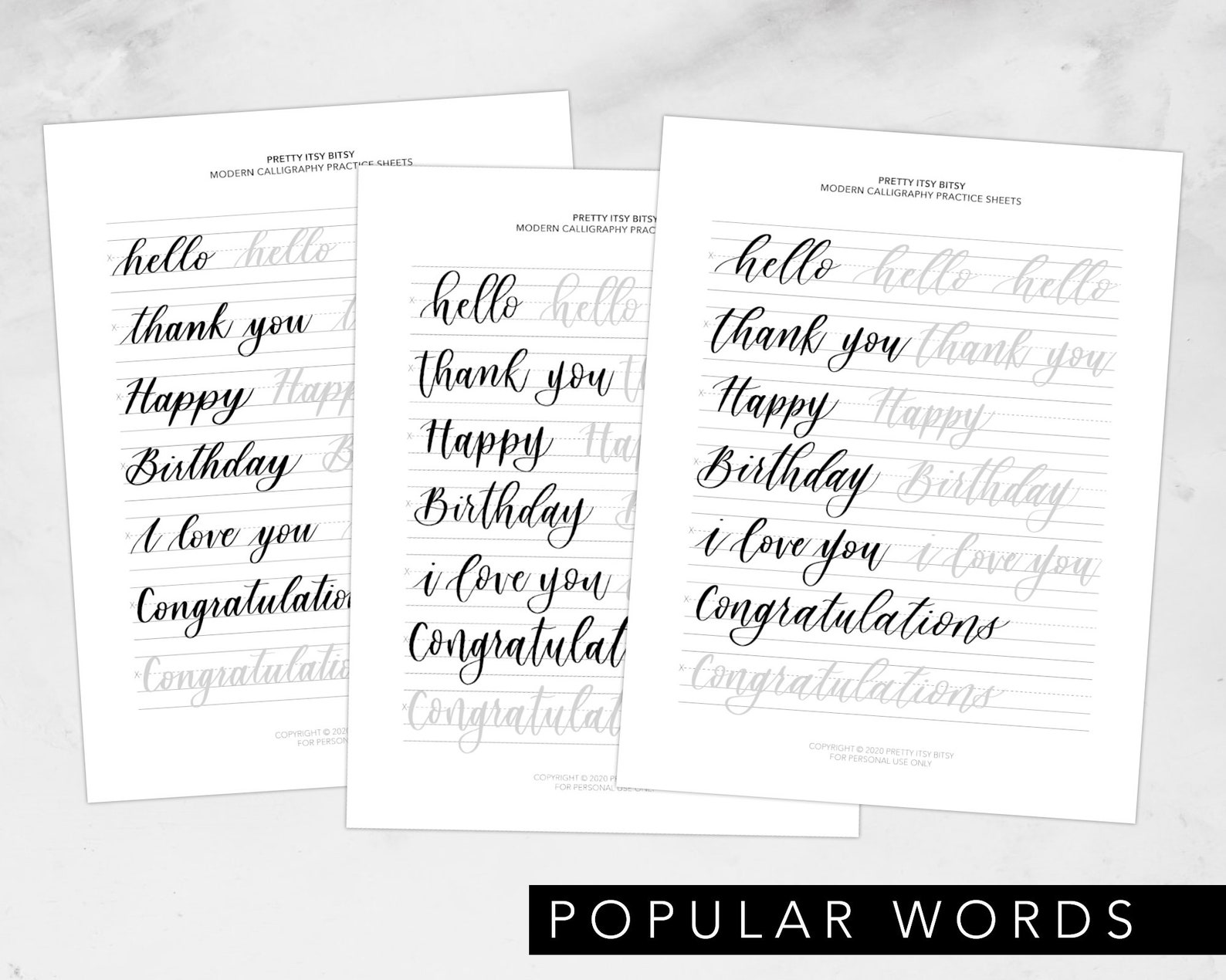 Modern Calligraphy Brush Lettering Workbook Practice Sheets - Etsy