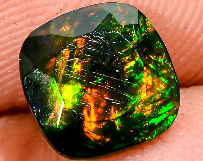 Ethiopian Green Fire Opal Cushion Brilliant Cut, Fire Opal Loose ...