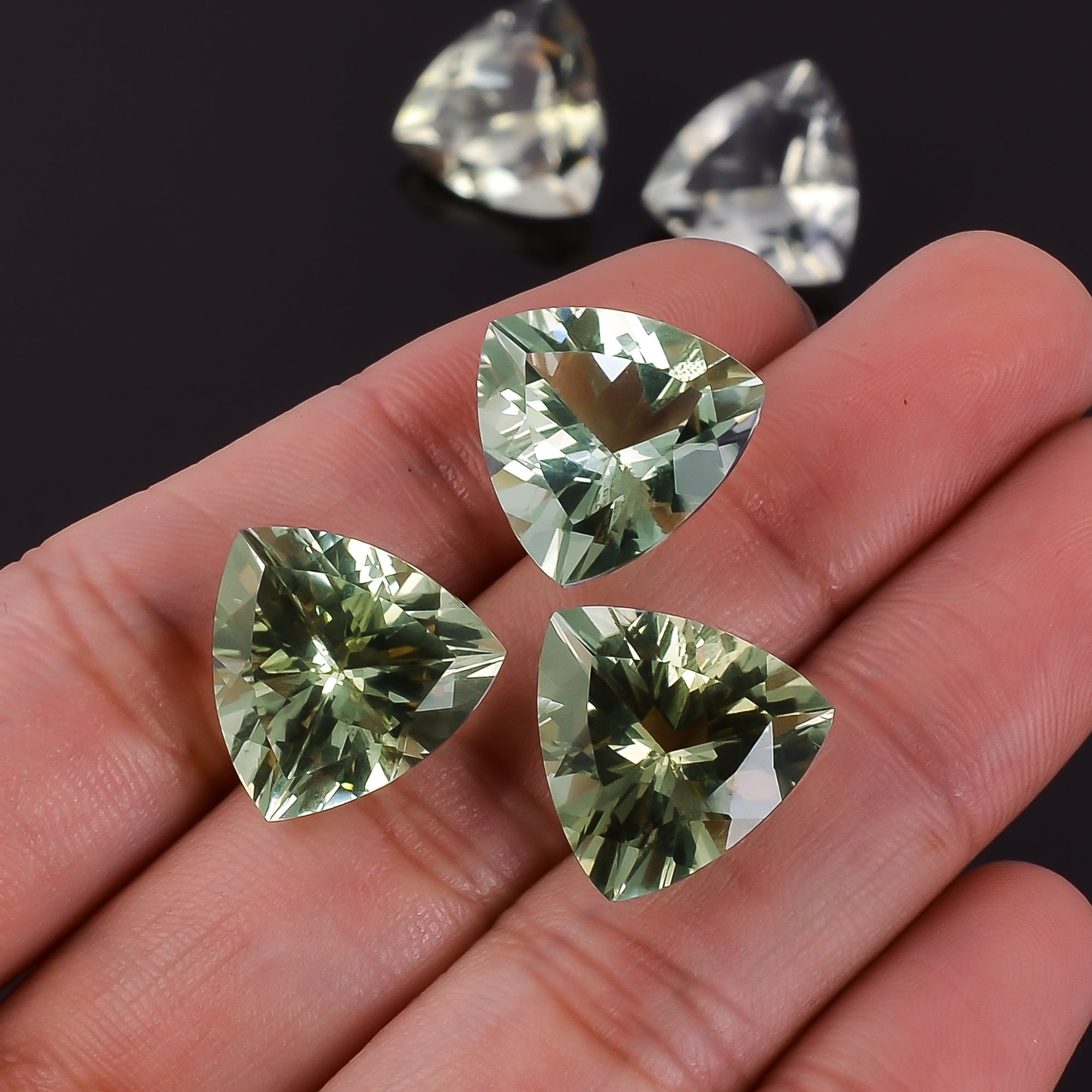 Green Amethyst Trillion Shape Brilliant Cut Green Amethyst | Etsy