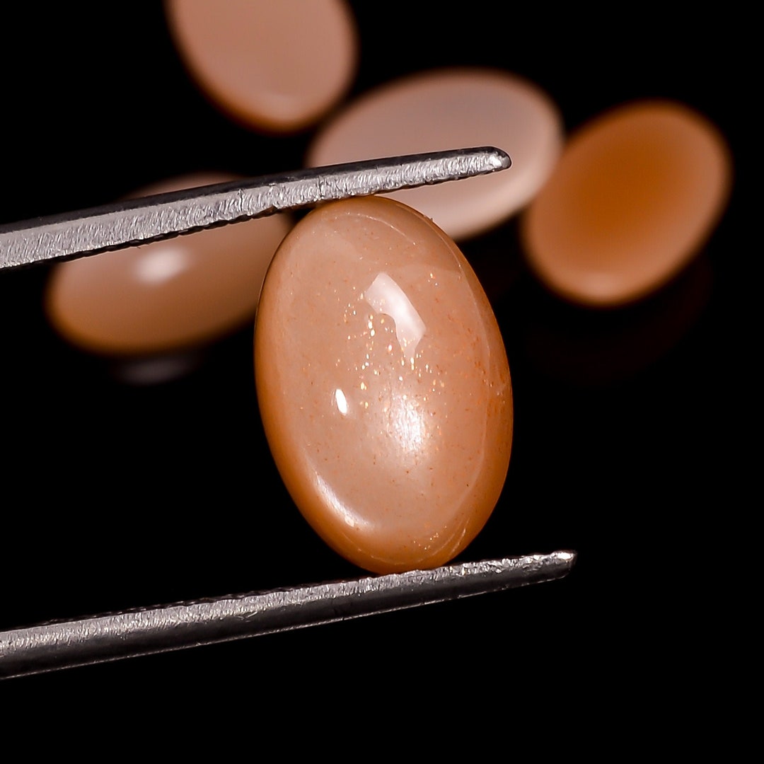 Natural Peach Moonstone Cabochon: Oval Gemstone (12X8X4 Mm) - Etsy