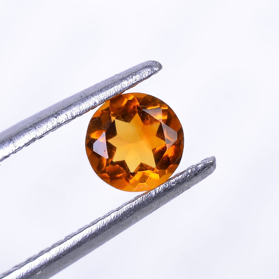 Natural Madeira Citrine Quartz Round Brilliant Cut, Citrine Loose ...