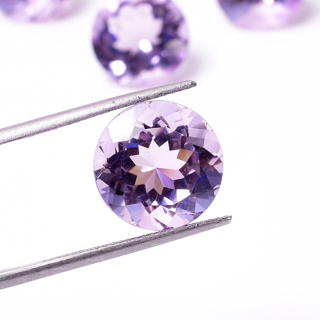 Natural Rose De France Round Shape Brilliant Cut, Pink Amethyst Loose ...