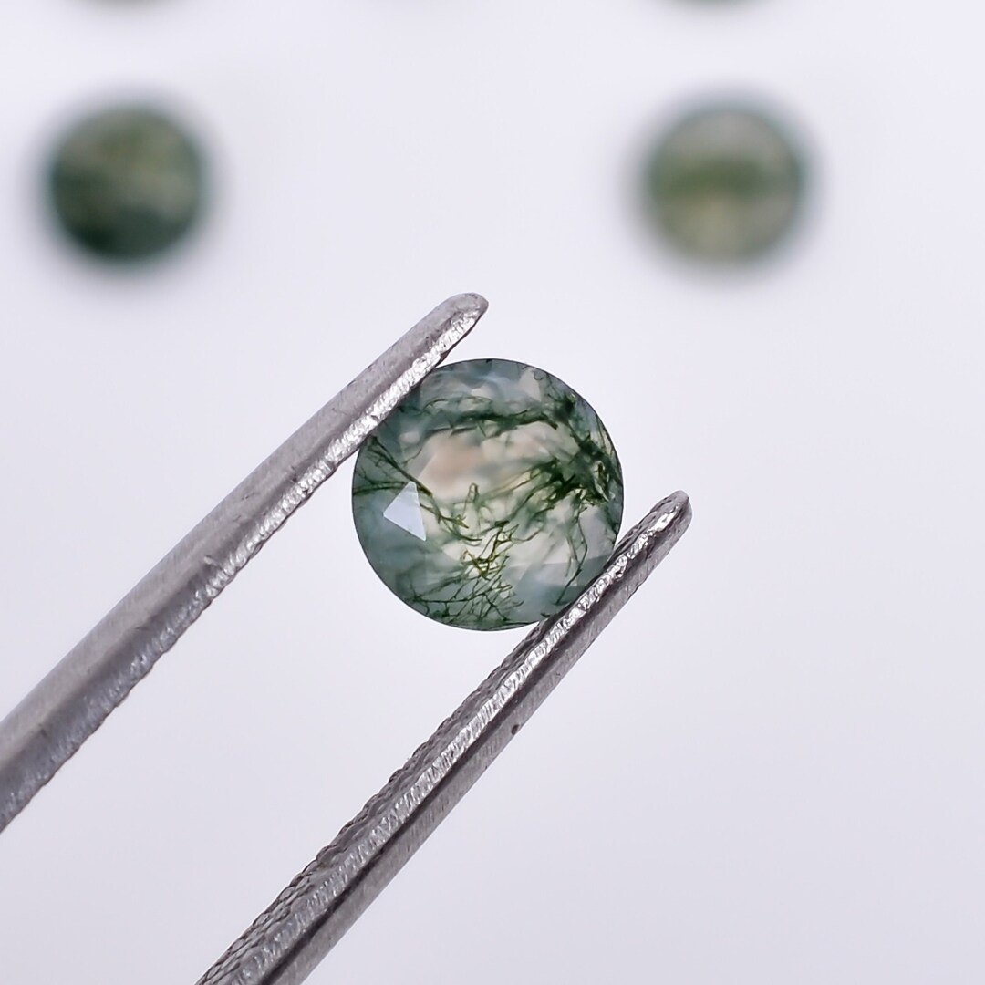 Moss Agate Round Shape Brilliant Cut, Natural Moss Agate Loose Gemstone ...