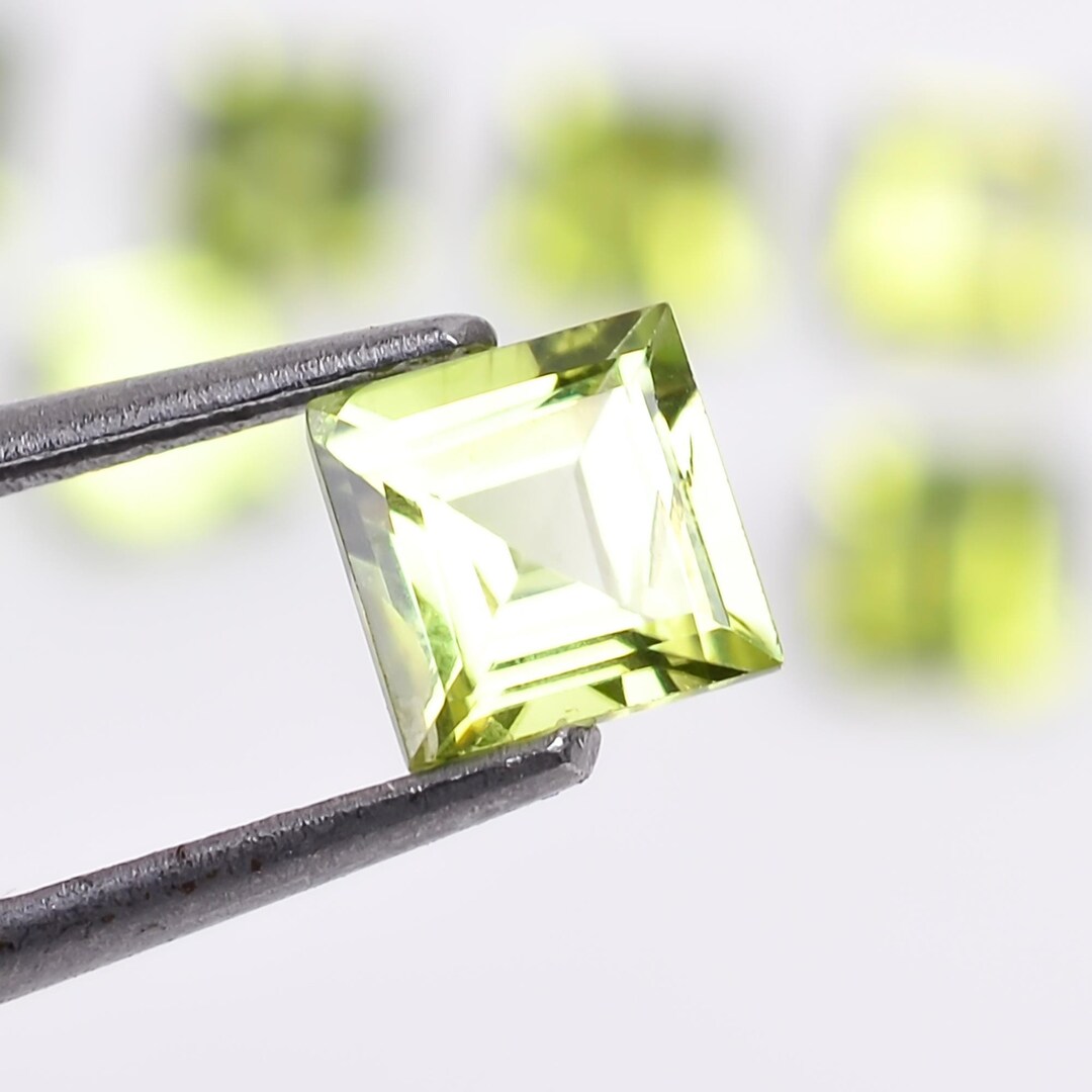 Natural Peridot Square Shape Step Cut, Peridot Faceted Loose Gemstone ...