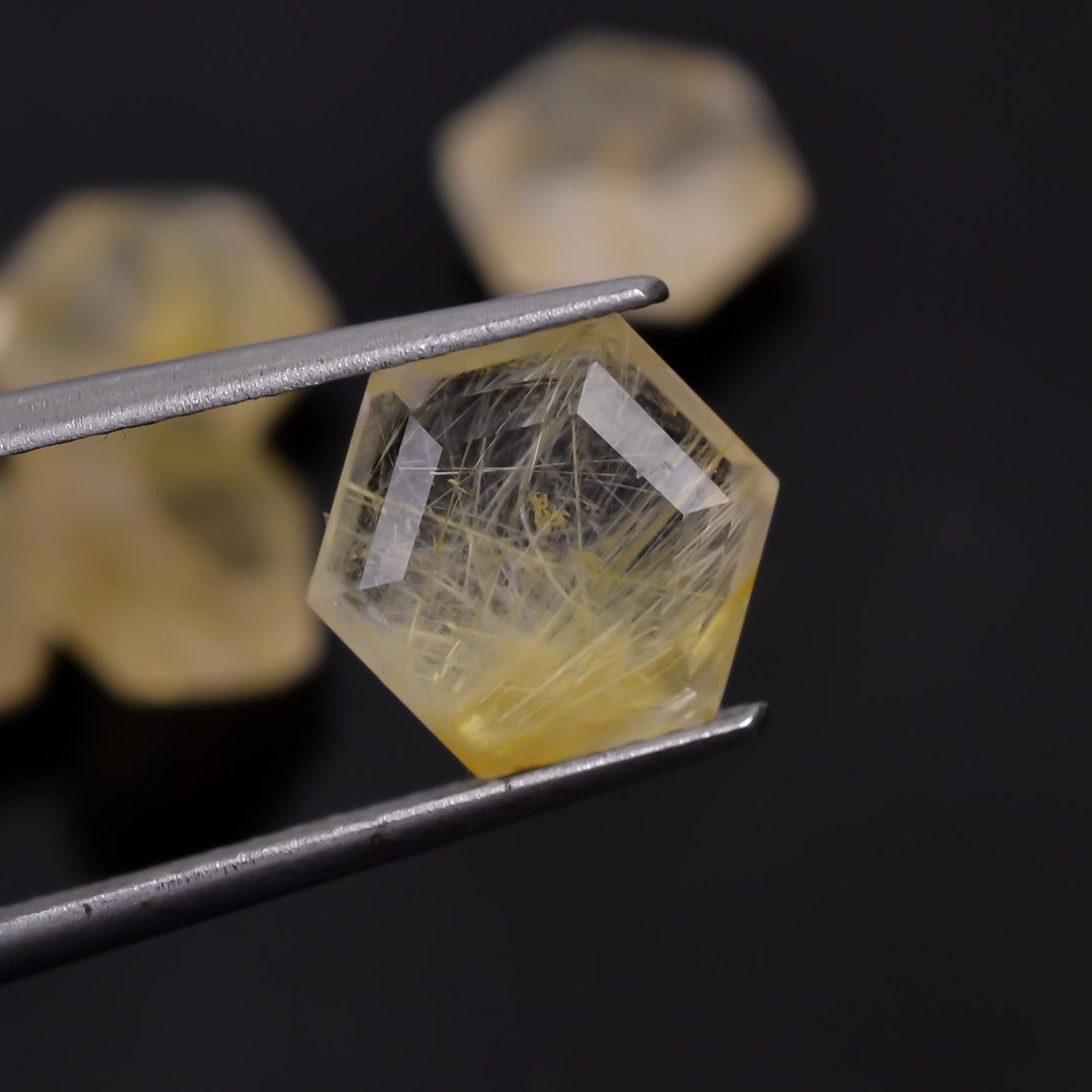 Golden Rutile Hexagon Portrait Cut, Golden Rutile Loose Gemstone for ...