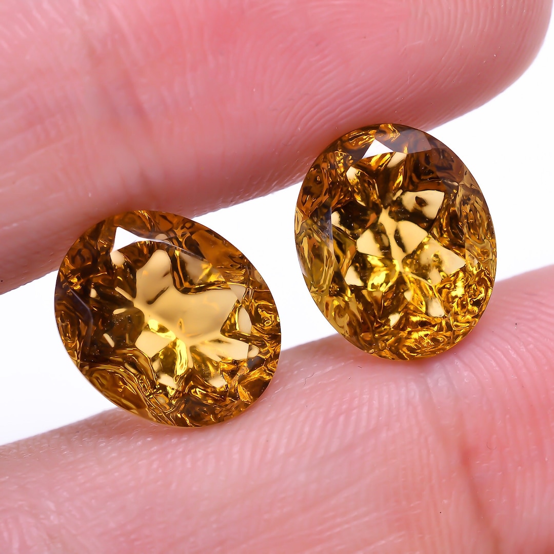 Cognac Quartz Oval Shape Brilliant Carved Cut, Cognac Quartz Loose ...