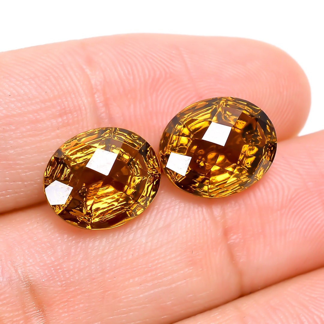 Cognac Quartz Oval Checker Carved Cut Cognac Quartz Loose - Etsy UK