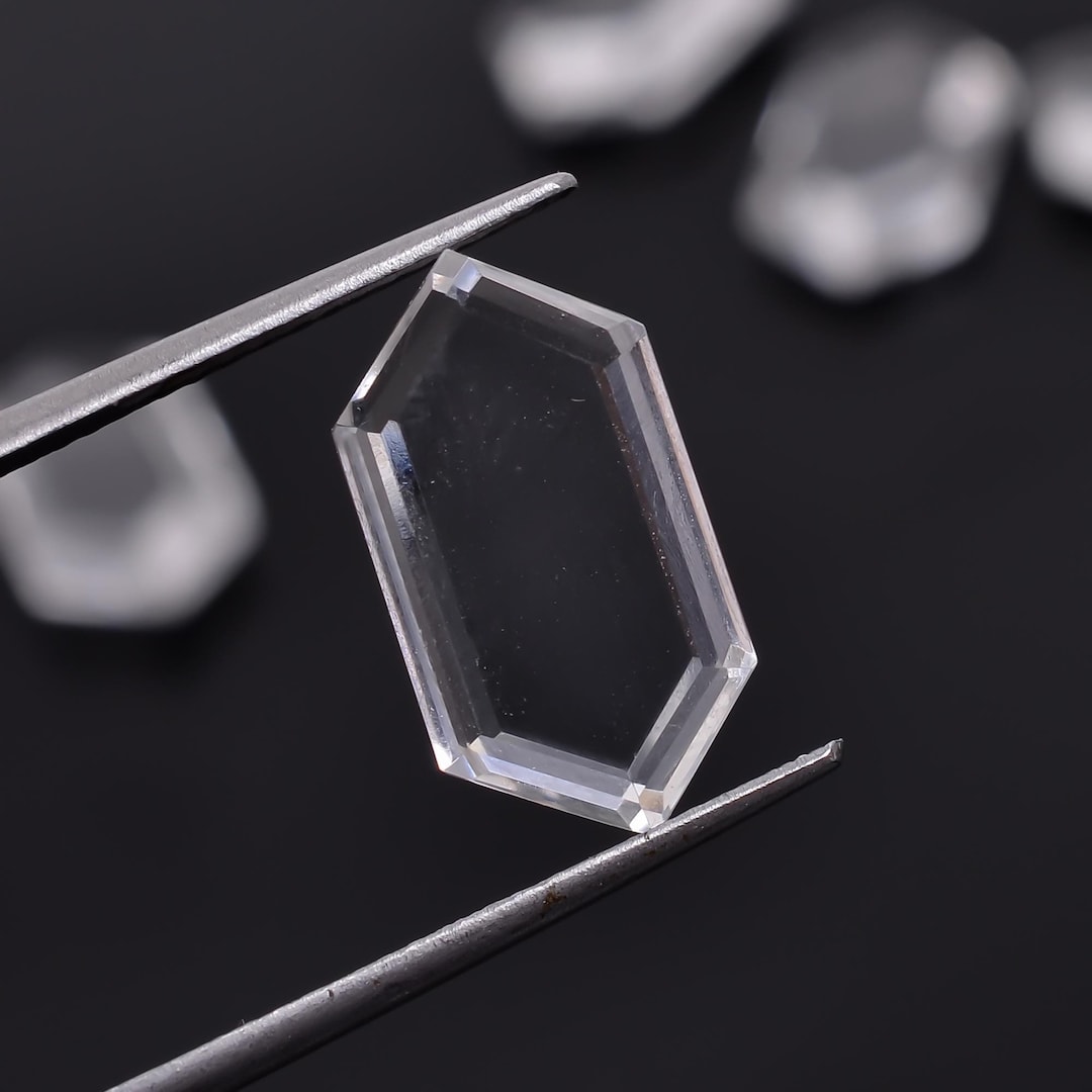 Elongated Hexagon Crystal Quartz: Portrait Cut Loose Gemstone (15X8X3.5 ...