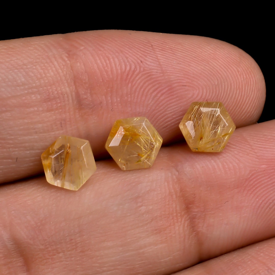 Golden Rutile Hexagon Shape Step Cut, Golden Rutile Loose Gemstone for ...