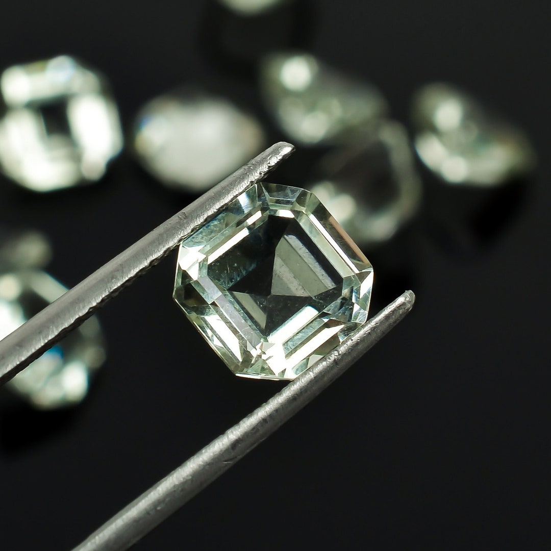 Prasiolith Edelstein: Grüner Amethyst Octagon Asscher Cut ( 8X8X6 mm ...