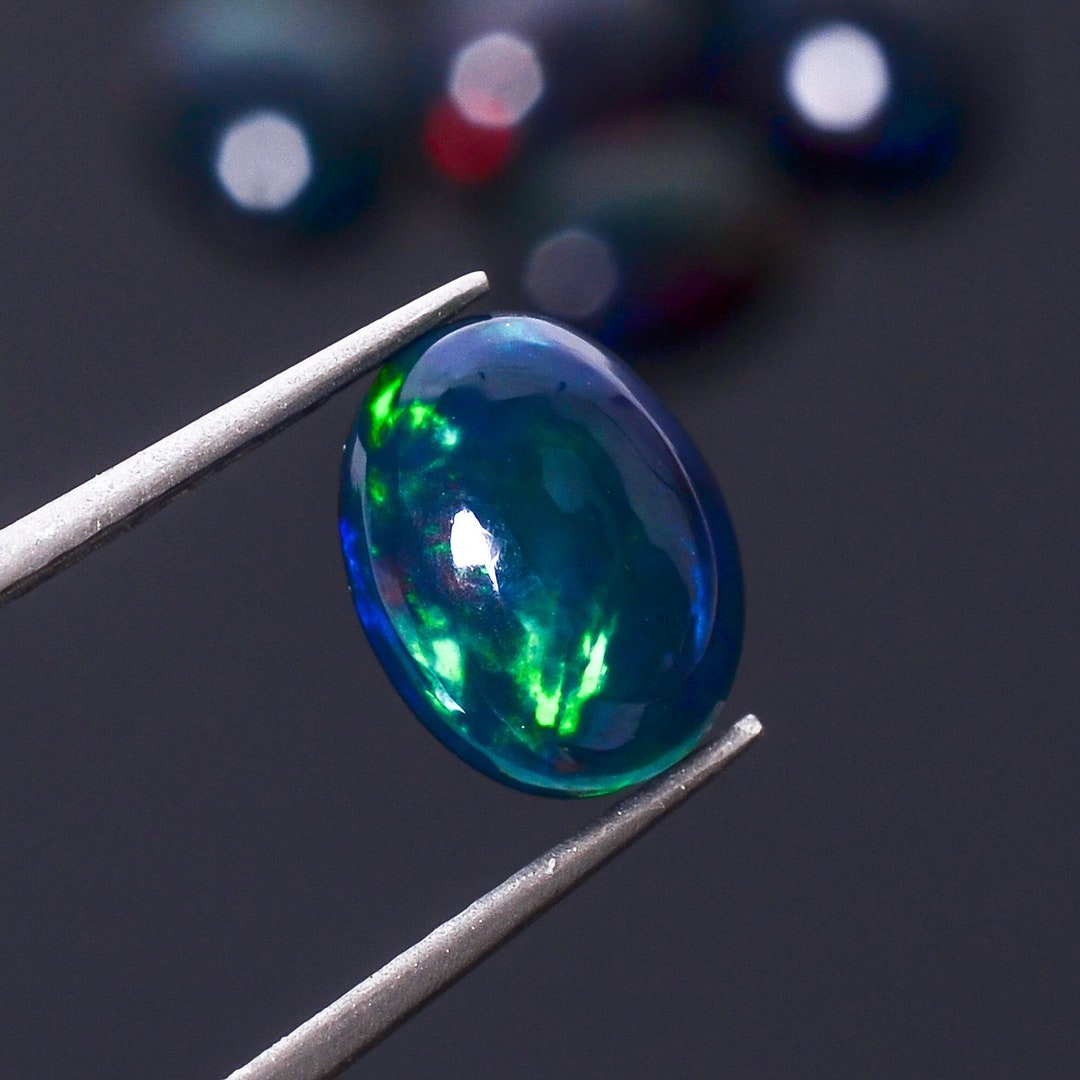 Natural Ethiopian Midnight Opal Oval Cabochon, Opal Loose Gemstone for ...