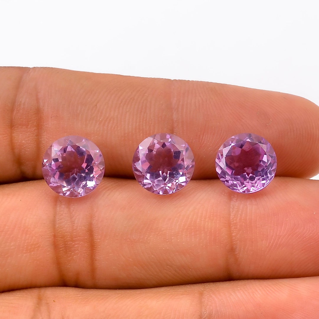 Natural Rose De France Round Shape Brilliant Cut, Pink Amethyst Loose ...