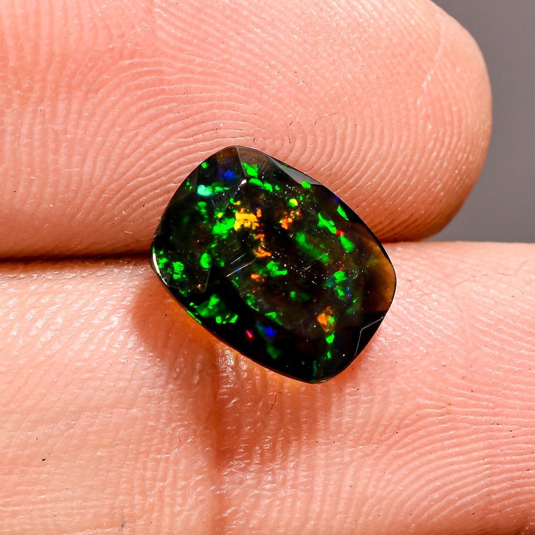 Ethiopian Green Fire Opal Cushion Brilliant Cut, Fire Opal Loose Gemstone for Jewelry Making ...