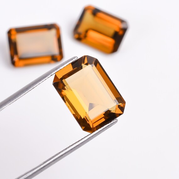 Cognac Quartz Octagon Shape Step Cut Natural Quartz Loose | Etsy