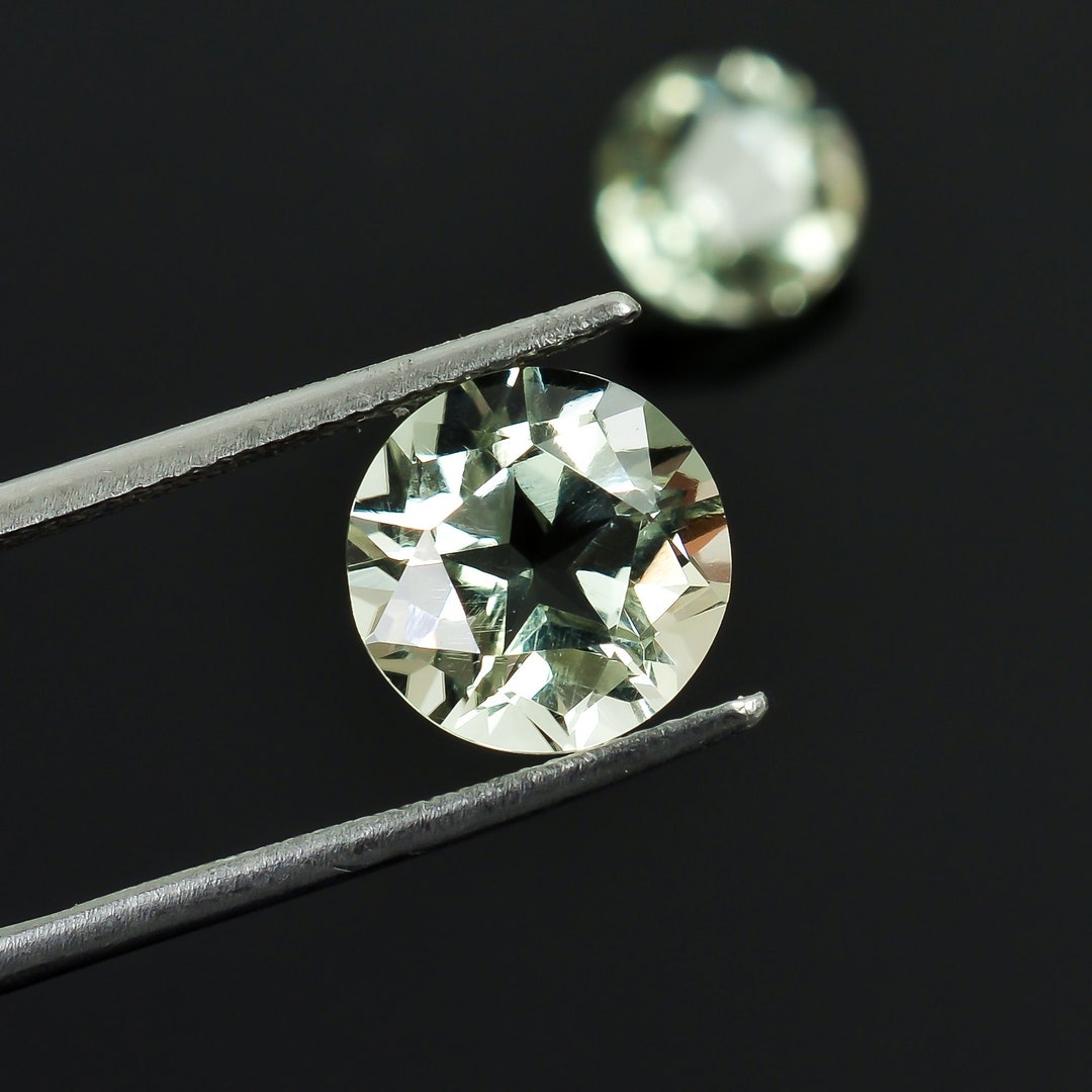 Natural Prasiolite Gemstone: Green Amethyst Round Lone Star Cut ...