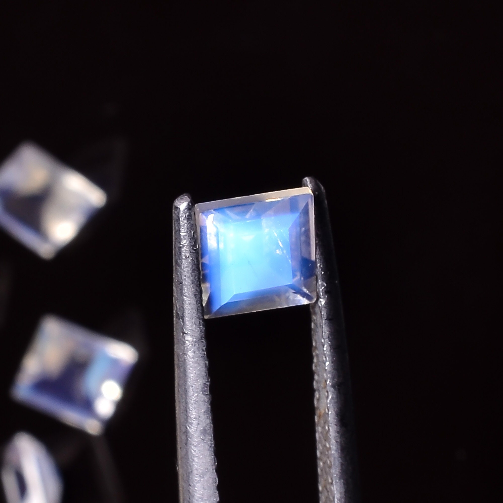 Natural Rainbow Moonstone: Square Step Cut Loose Gemstone, 5x5 Mm - Etsy