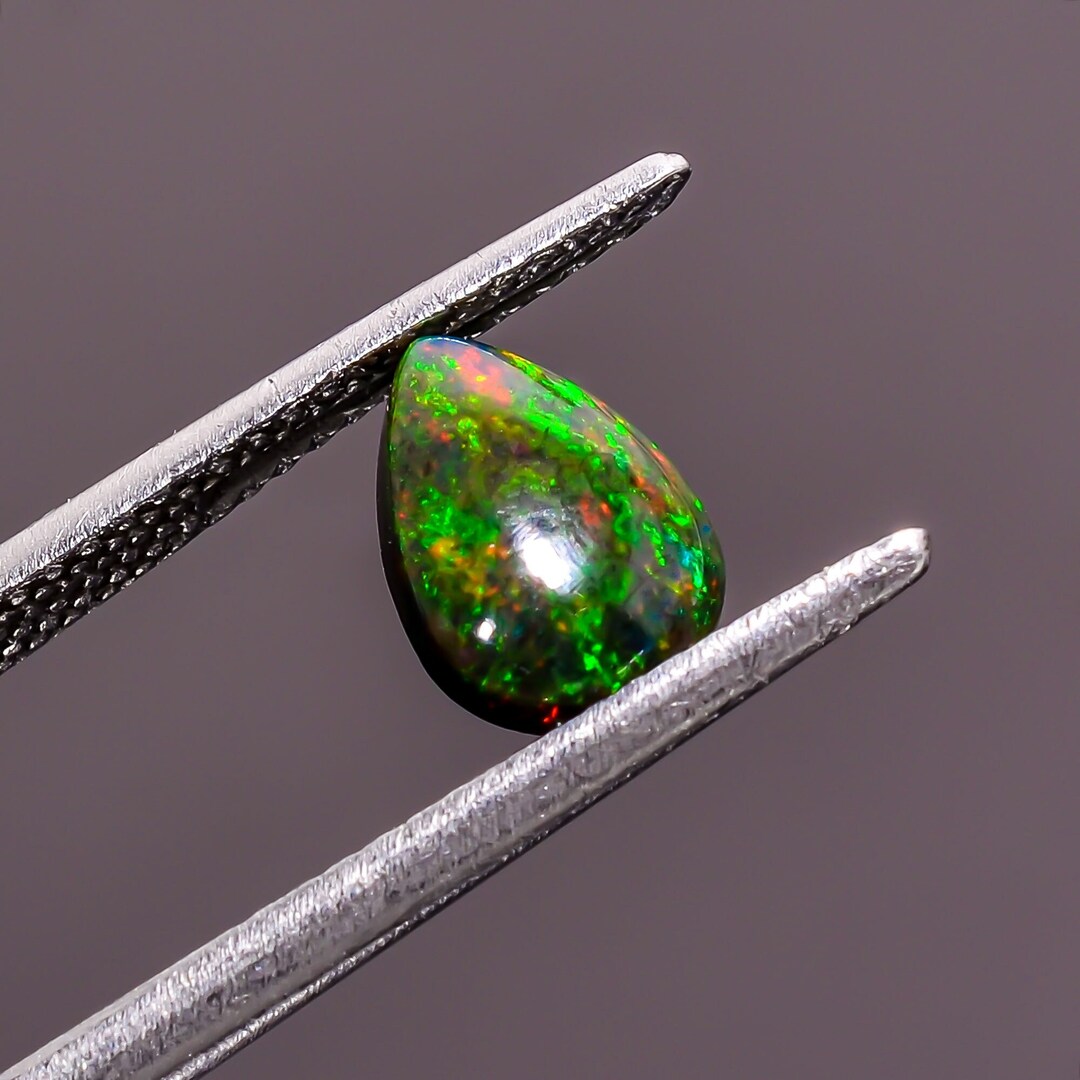 Ethiopian Green Fire Opal Pear Shape Cabochon, Fire Opal Loose Gemstone for Jewelry Making ...