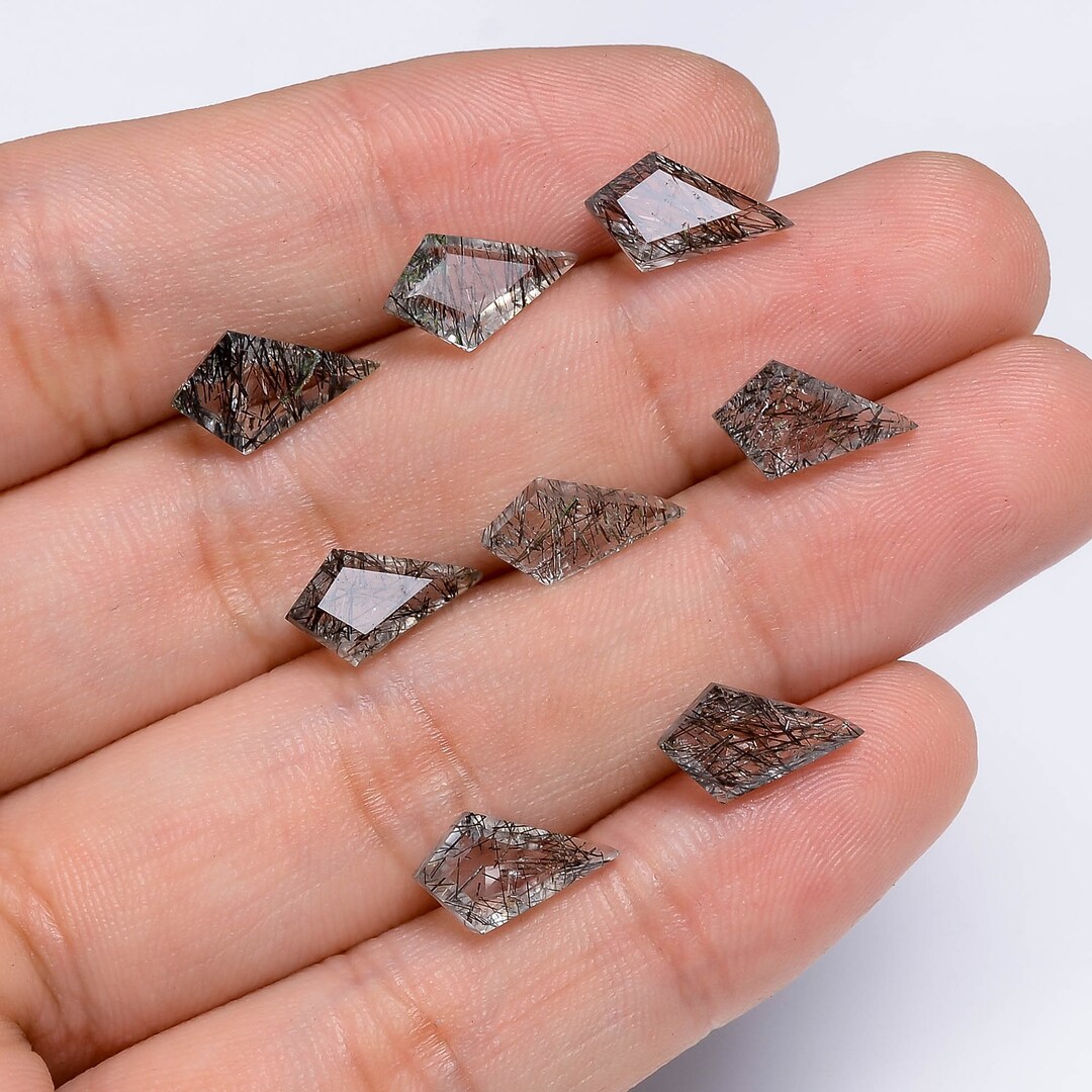 Kite Black Rutile Quartz Gemstone: Tourmalated Step Cut, 12X7X4 Mm - Etsy