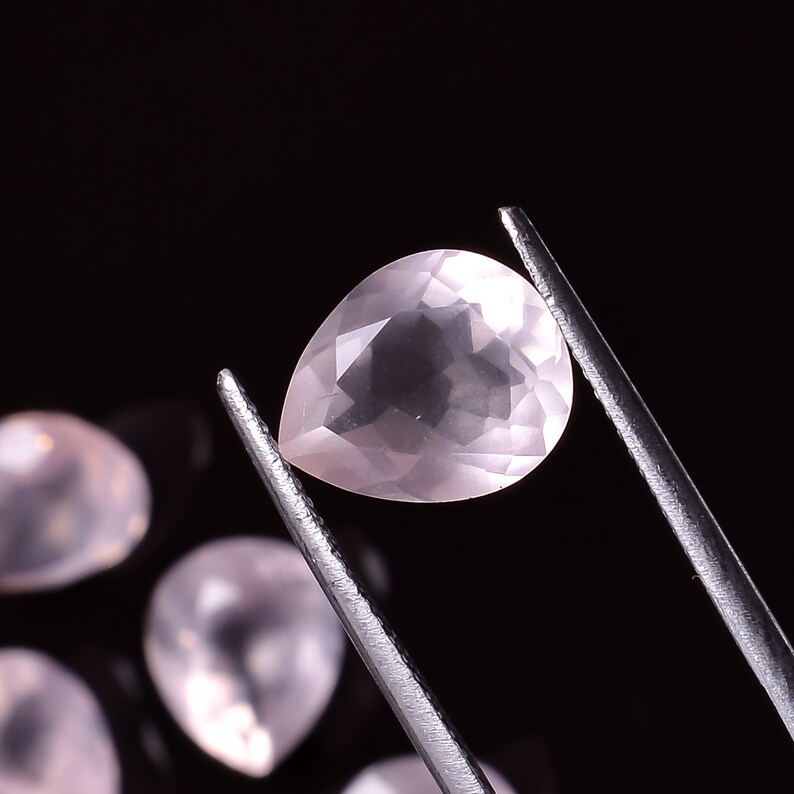 Natural Rose Quartz Brilliant Cut Pear Shape Quartz Loose | Etsy