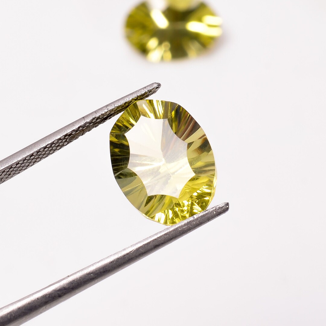 Natural Lemon Quartz Oval Shape Concave Cut, Lemon Loose Gemstone for ...