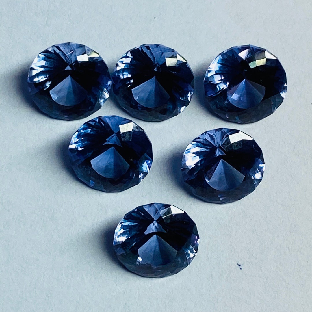 Synthetic Alexandrite Gemstone: Round Lotus Cut, Color Change (8X8X5 Mm ...