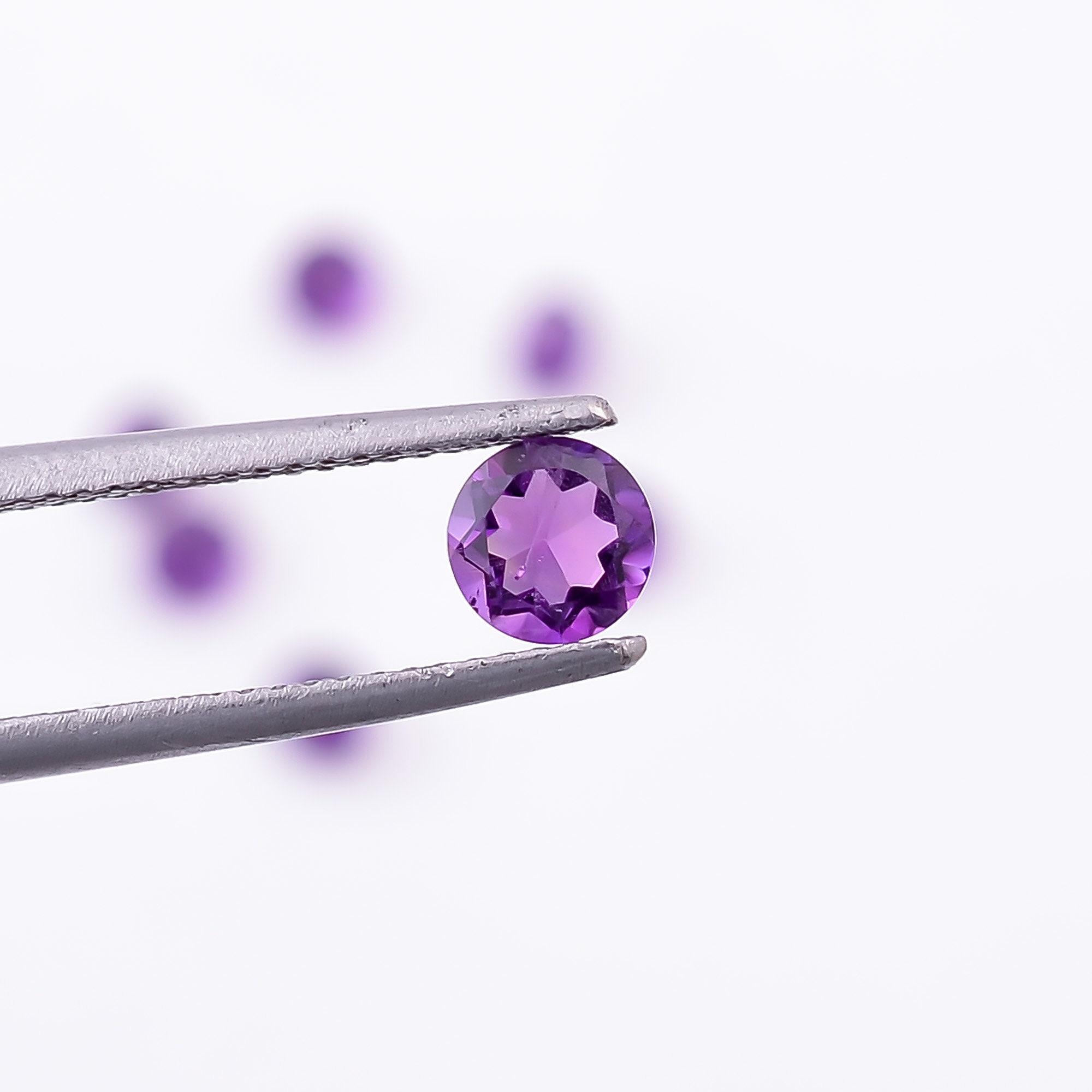 Natural Amethyst Round Shape Brilliant Cut Amethyst Purple | Etsy