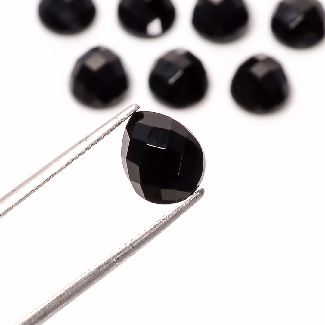 Natural Black Onyx Pear Shape Rose Cut, Black Onyx Loose Gemstone for ...