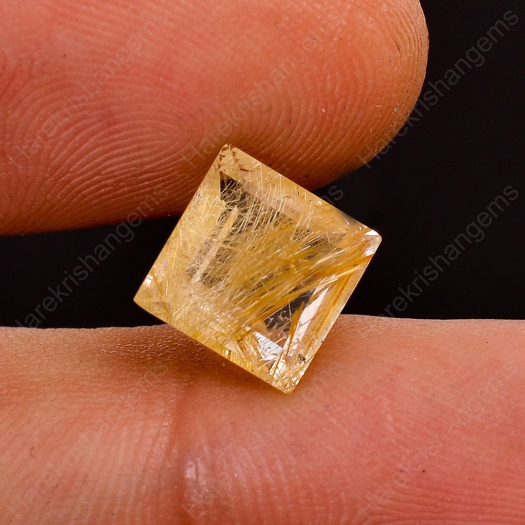 Natural Golden Rutile Square Shape Step Cut, Rutile Loose Gemstone for ...