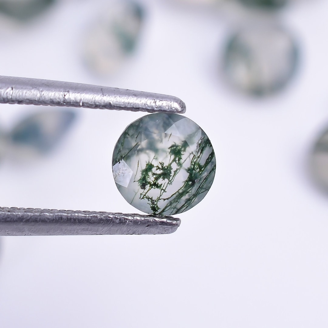 Moss Agate Round Shape Brilliant Cut, Natural Moss Agate Loose Gemstone ...