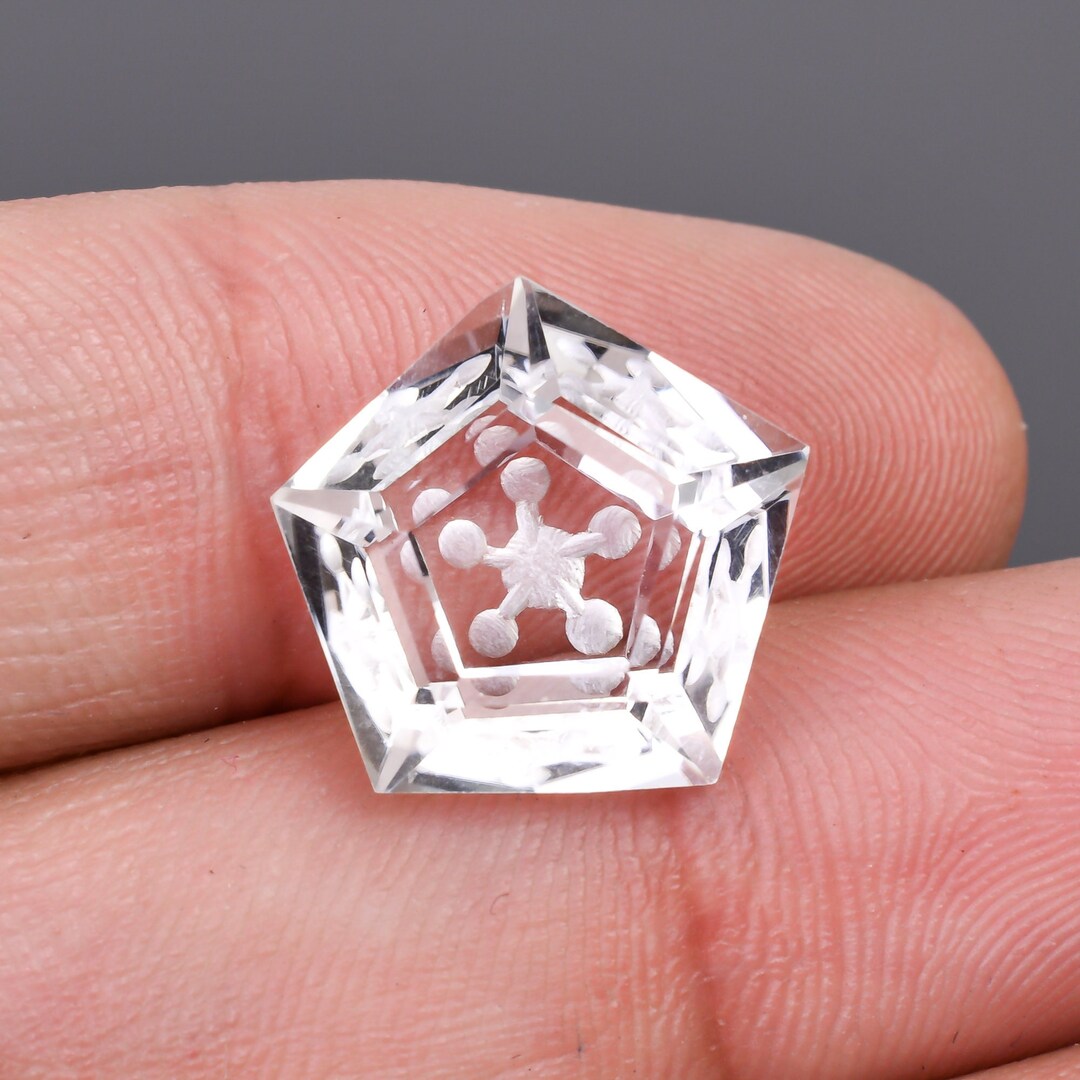 Crystal Quartz Pentagon Carved Cut, Crystal Loose Gemstone for Jewelry ...