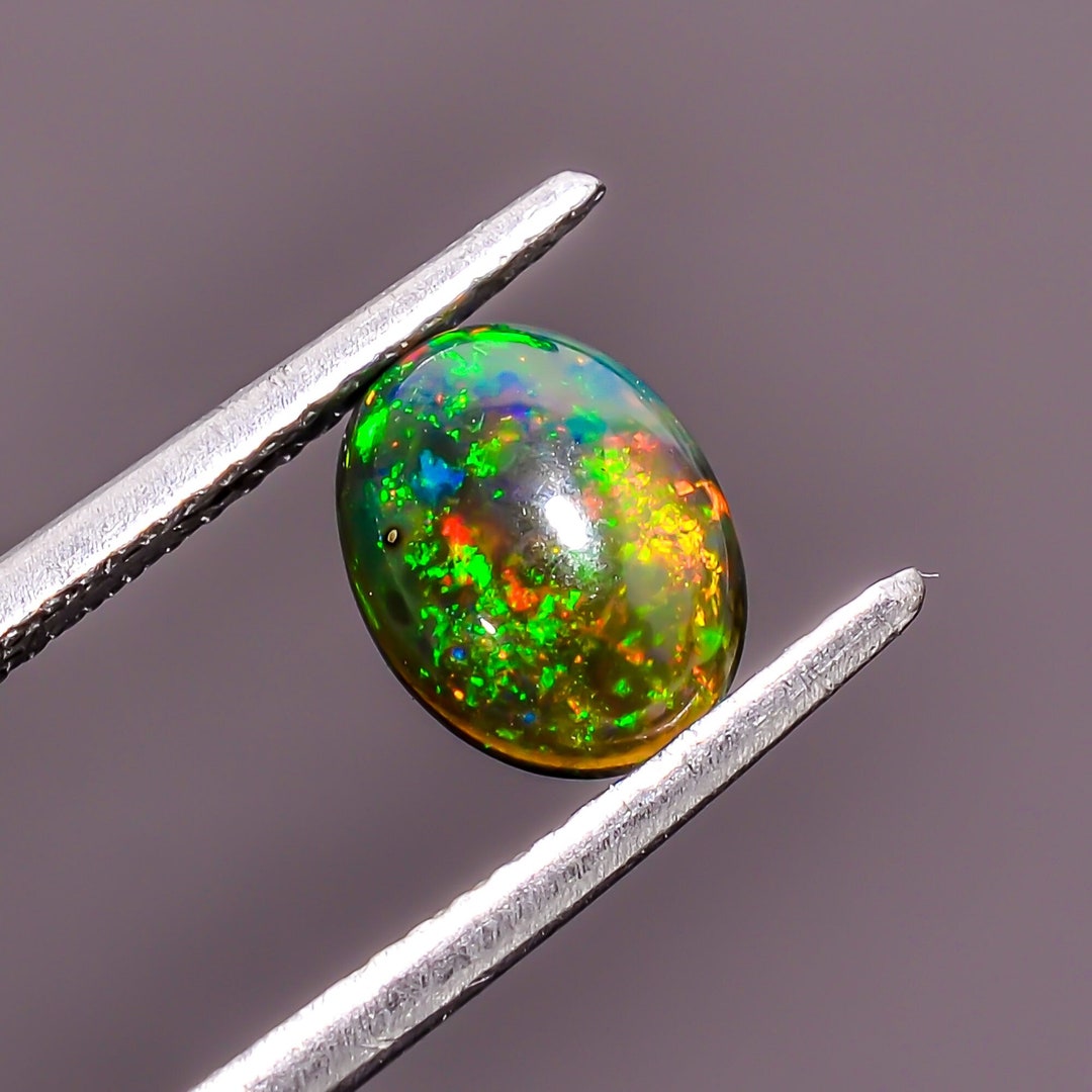 Ethiopian Green Fire Opal Oval Shape Cabochon, Fire Opal Loose Gemstone ...