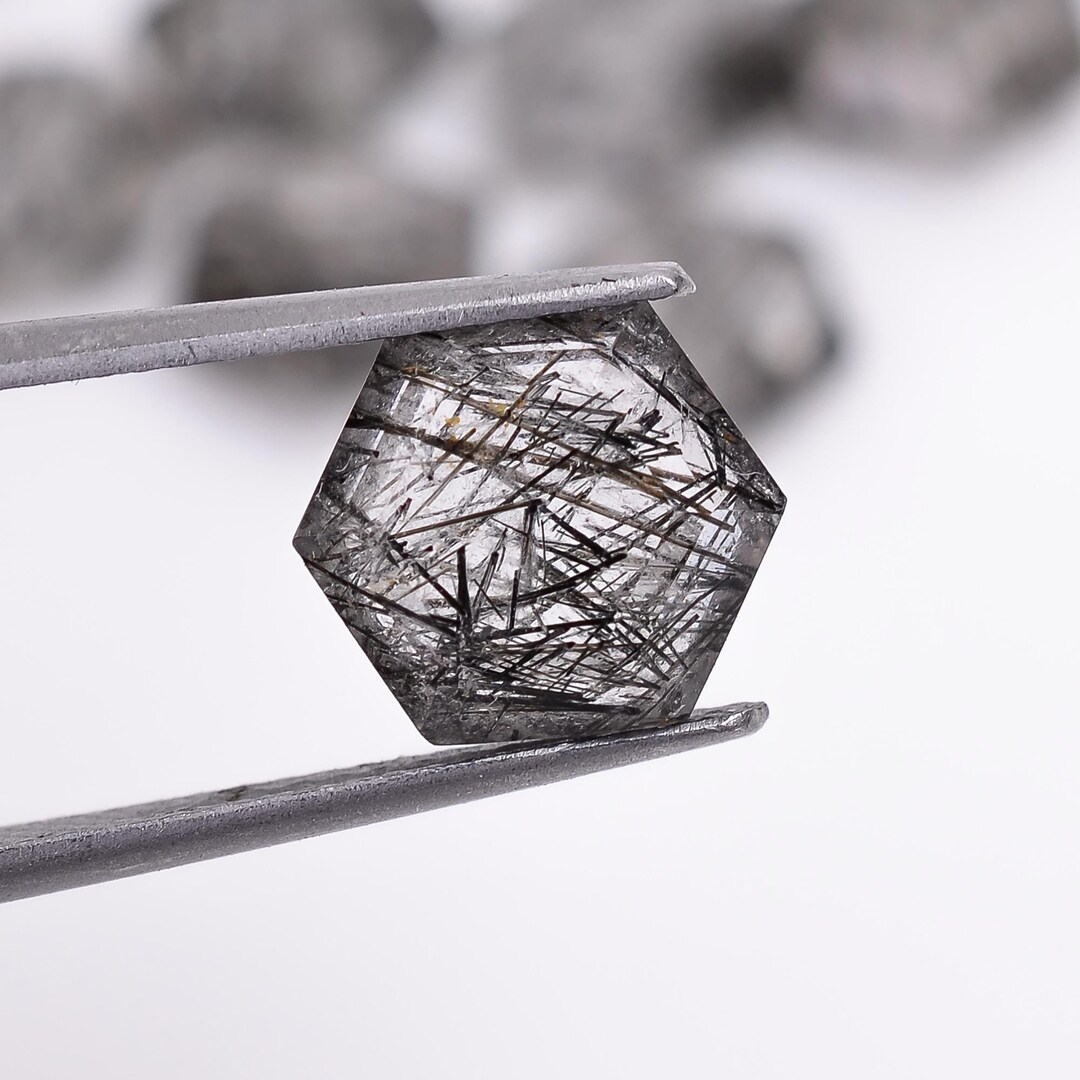 Tourmalated Quartz Hexagon Shape Portrait Cut, Black Rutile Loose ...