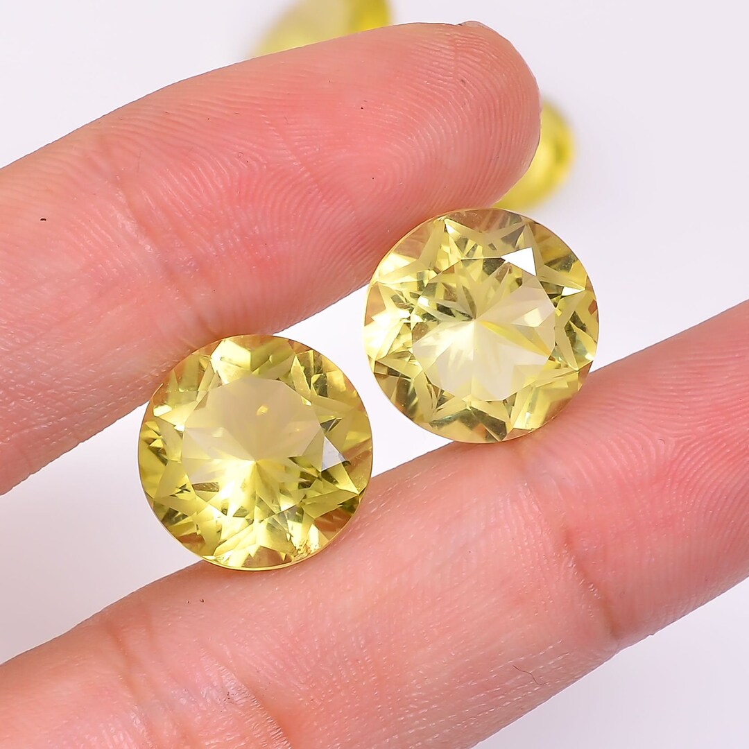 Cuarzo limón natural forma redonda corte brillante, piedra preciosa ...