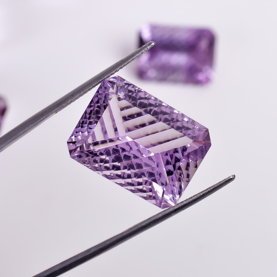 Rose De France Amethyst Gemstone: Octagon Concave Cut, 20X15X10 Mm - Etsy