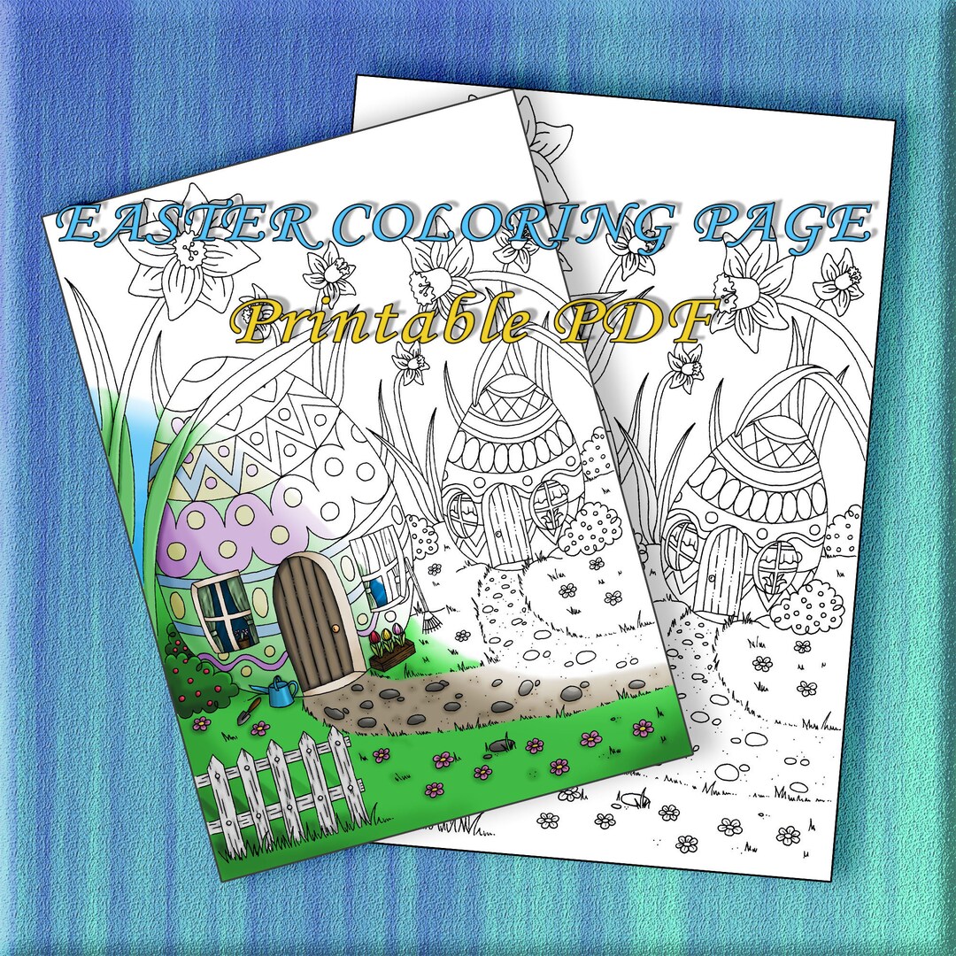 Printable PDF Coloring Page - Easter Egg Houses - Etsy