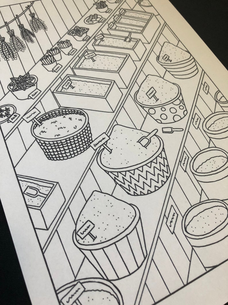 Printable PDF Coloring Page - Spice Market - Etsy