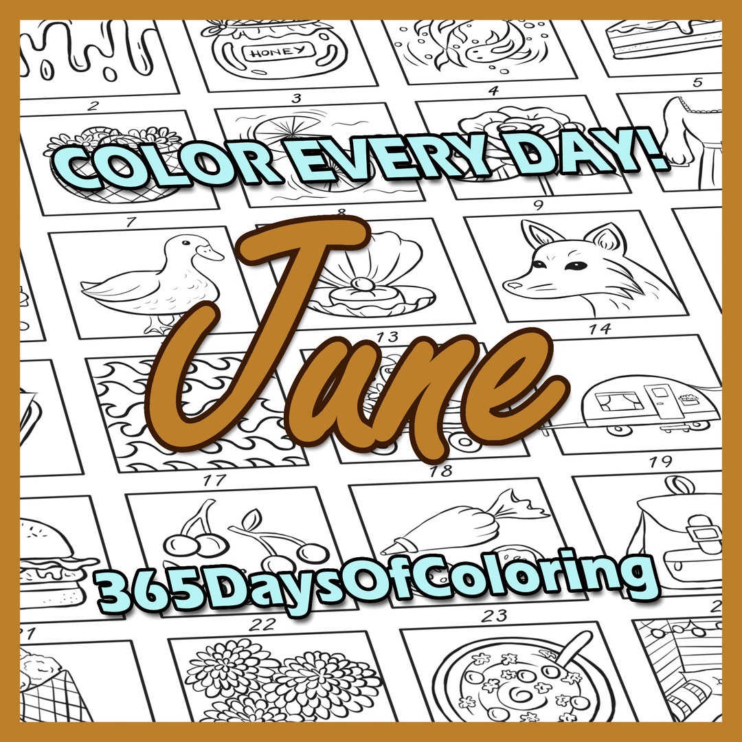 365dayofcoloring JUNE Printable PDF Color Every Day for a Year - Etsy