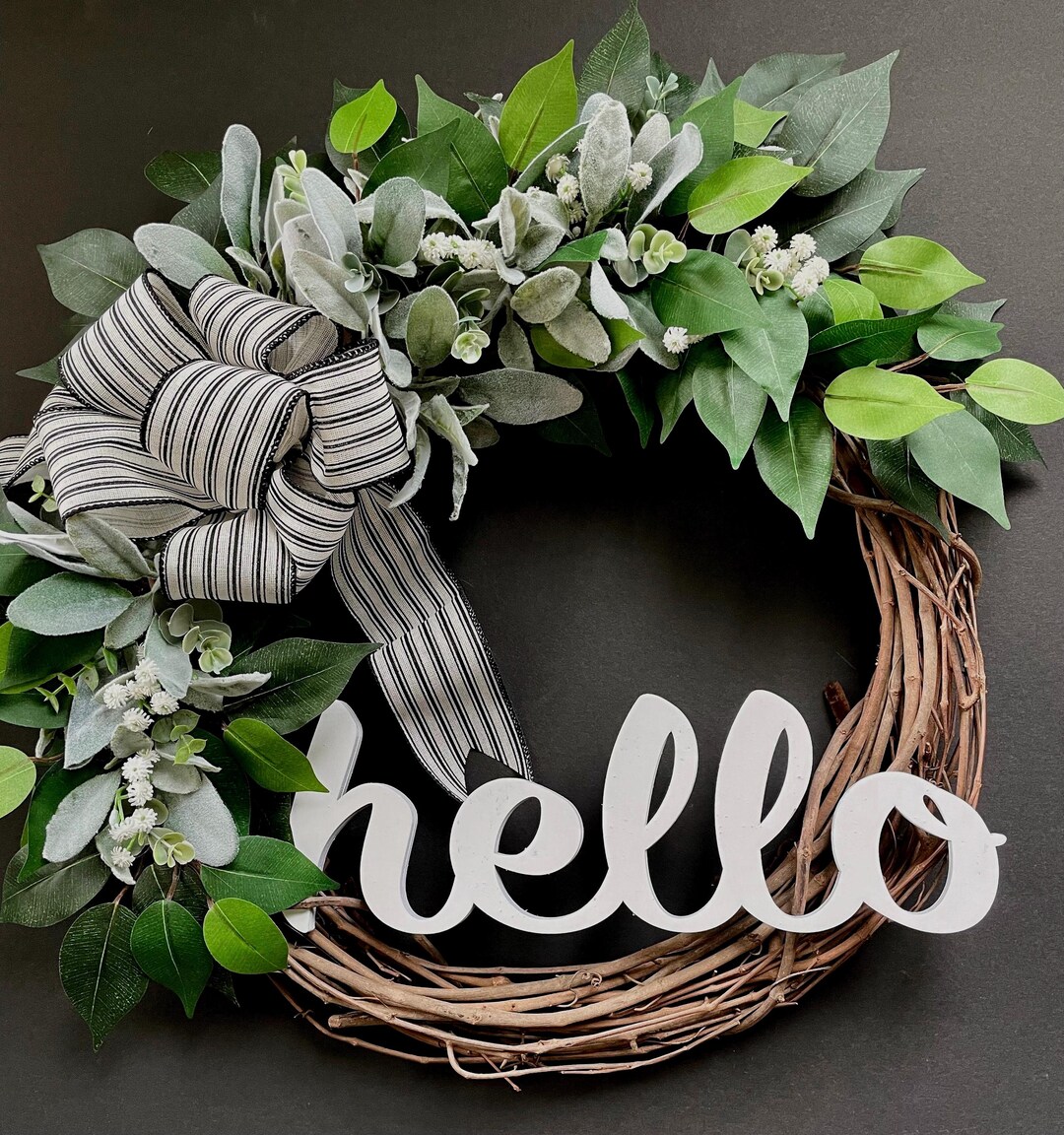 Everyday Wreath With Hello Sign - Etsy